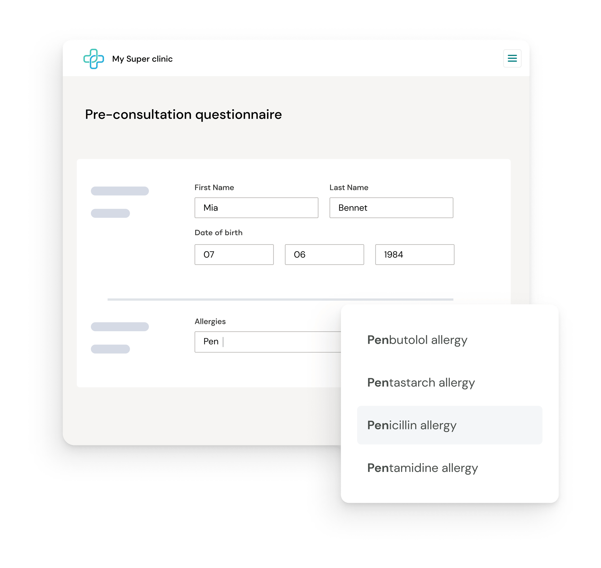 Booking & questionnaires